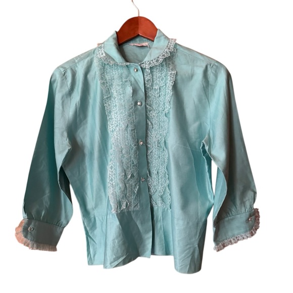 Vintage | Tops | 95s Arlene Of Hollywood Lace Trim Frontrhinestoneclear ...